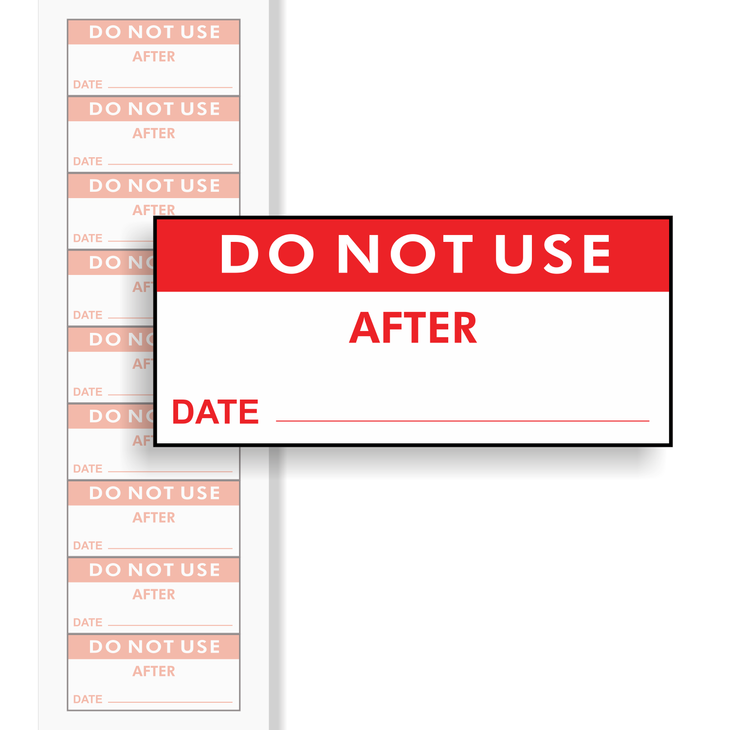 Do Not Use After: Date Labels, Red on White, SKU: QC-256-WO150