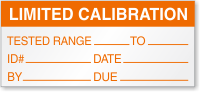 Limited Calibration Tested Range, To, ID, Date, By, Due Label, SKU: QC-0042